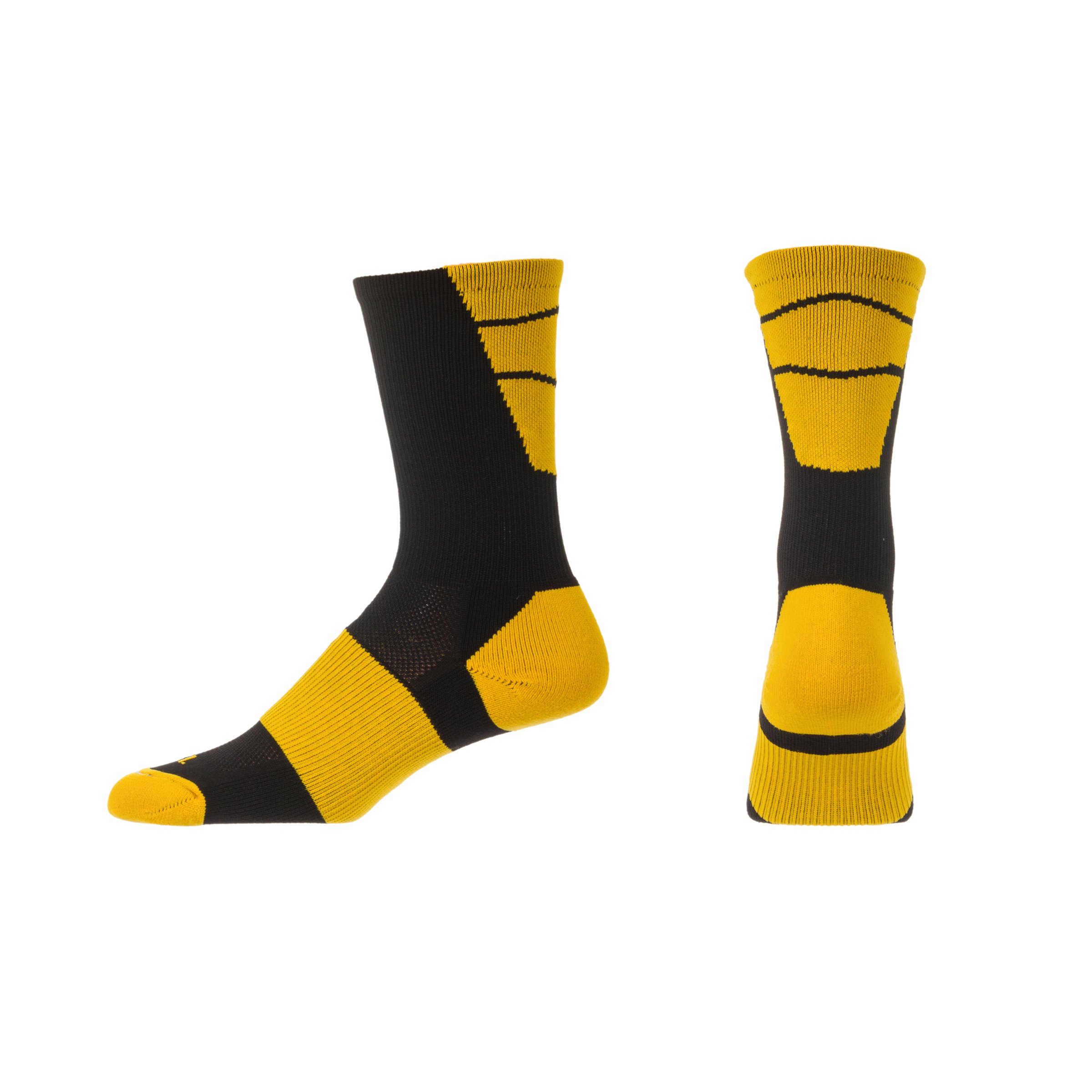 CSI Point Guard Performance Crew Socks Made In The USA Black/Ath Gold