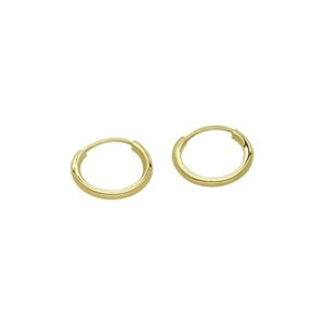 14k gold small endless hoop earrings for ears, cartilage, nose or lips, 10mm (yellow-gold)