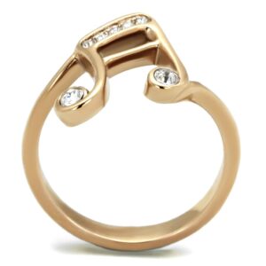 Marimor Jewelry Rose Gold Plated Stainless Steel Crystal Musical Note Fashion Ring Women's Size 8