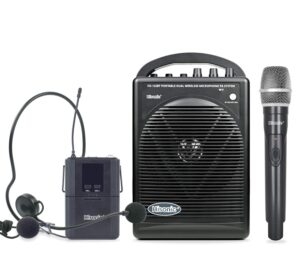 hisonic hs122bt-hl portable and rechargeable pa system with dual uhf wireless microphones & bluetooth connection