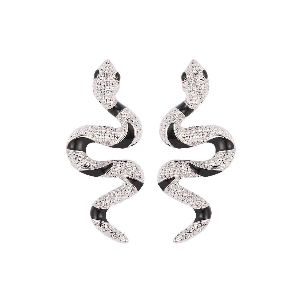 U7 Vivid Snake Earrings Women Platinum Plated Gothic Punk Serpent Dangle Earrings Party Gift