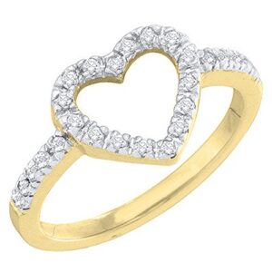 dazzlingrock collection 0.18 carat (cttw) 10k round diamond women heart engagement ring, yellow gold, size 8.5