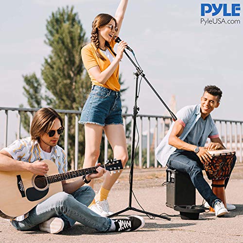 Pyle Heavy Duty Microphone Stand-Height Adjustable from 51.2'' to 78.75'' Inch High w/Extendable Telescoping Boom Arm 29.5'' and Stable Tripod Base-Clutch in T-Bar Adjustment Point PMKS56