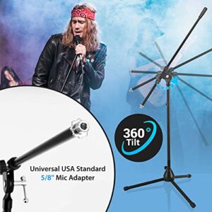 Pyle Heavy Duty Microphone Stand-Height Adjustable from 51.2'' to 78.75'' Inch High w/Extendable Telescoping Boom Arm 29.5'' and Stable Tripod Base-Clutch in T-Bar Adjustment Point PMKS56