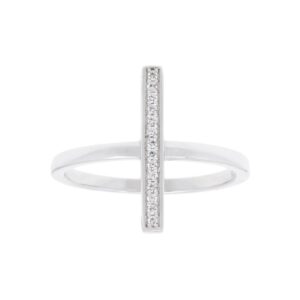 sterling silver cz vertical bar ring (size 6)