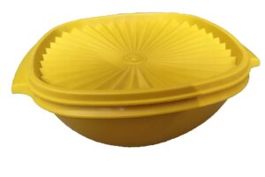 vintage tupperware daffodil yellow 8 cup servalier serving bowl with sunburst lid