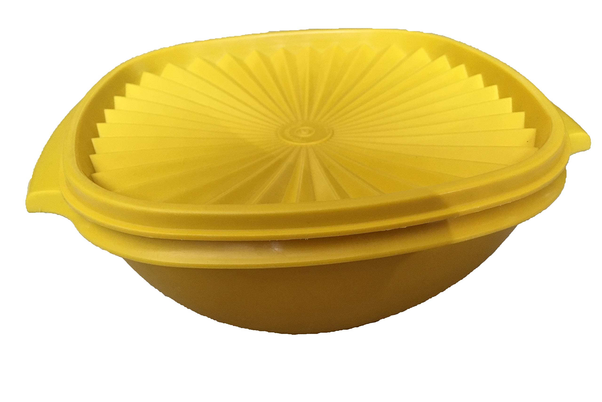 Vintage Tupperware Daffodil Yellow 8 Cup Servalier Serving Bowl with Sunburst LID