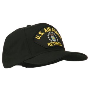 e4Hats.com US Air Force Retired Military Patched Cap - Black OSFM