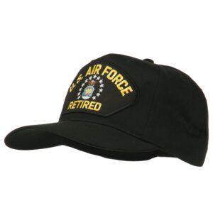 e4Hats.com US Air Force Retired Military Patched Cap - Black OSFM