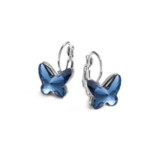 t400 blue purple pink crystal butterfly lever back earrings birthday gift for women teen girls