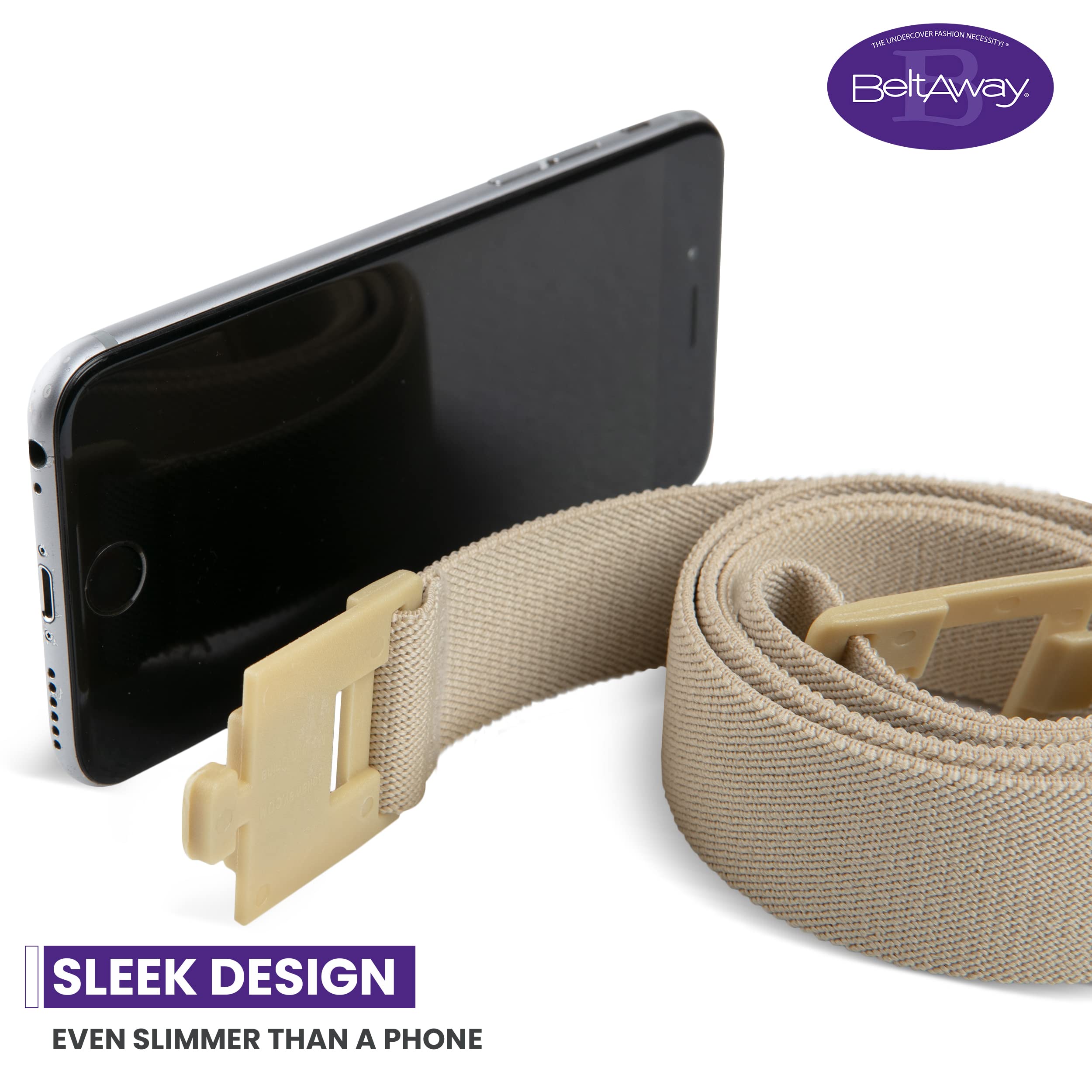 BELTAWAY - Elastic Belt For Women | Invisible Buckle Belts for Women | Elastic Bands | No Show Belt | Women's Adjustable Belt | Waist Belt | Stretchy Belt | Black One size 0-14