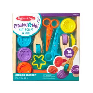 melissa & doug created by me! cut, sculpt, and roll modeling dough kit with 8 tools and 4 colors of dough - with stampers, arts and crafts for kids ages 3+