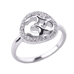 hindu pendants fine 925 sterling silver cz halo om ring (size 6.5)