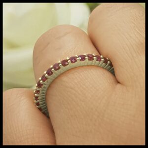 Dazzlingrock Collection Round Ruby Dainty Eternity Stackable Band for Her in 14K Yellow Gold Size 7