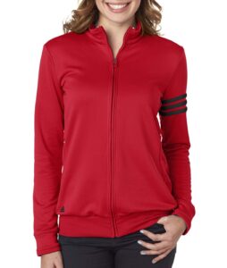 adidas womens climalite 3-stripes pullover (a191) -power red/ -s