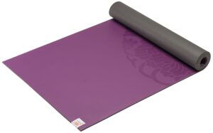 gaiam yoga mat - premium dry-grip thick non slip exercise & fitness mat for hot yoga, pilates & floor workouts (68"l x 24"w x 5mm) - purple