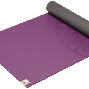 Gaiam Yoga Mat - Premium Dry-Grip Thick Non Slip Exercise & Fitness Mat for Hot Yoga, Pilates & Floor Workouts (68"L x 24"W x 5mm) - Purple