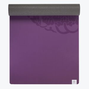 Gaiam Yoga Mat - Premium Dry-Grip Thick Non Slip Exercise & Fitness Mat for Hot Yoga, Pilates & Floor Workouts (68"L x 24"W x 5mm) - Purple