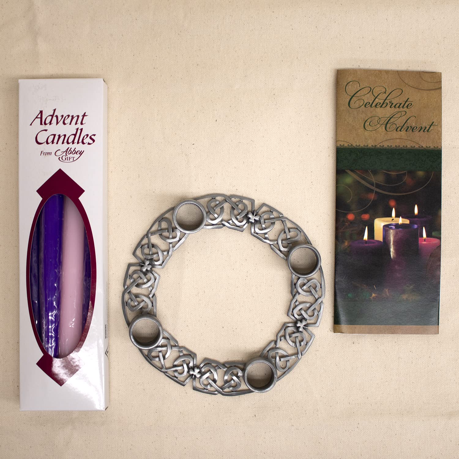 Cathedral Art AD113 Celtic Advent Wreath with Candles, 10-Inch