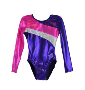 obersee - o3gl030cxs - girl's girls gymnastics leotard - long arm diagonal purple | child (3-4 years)