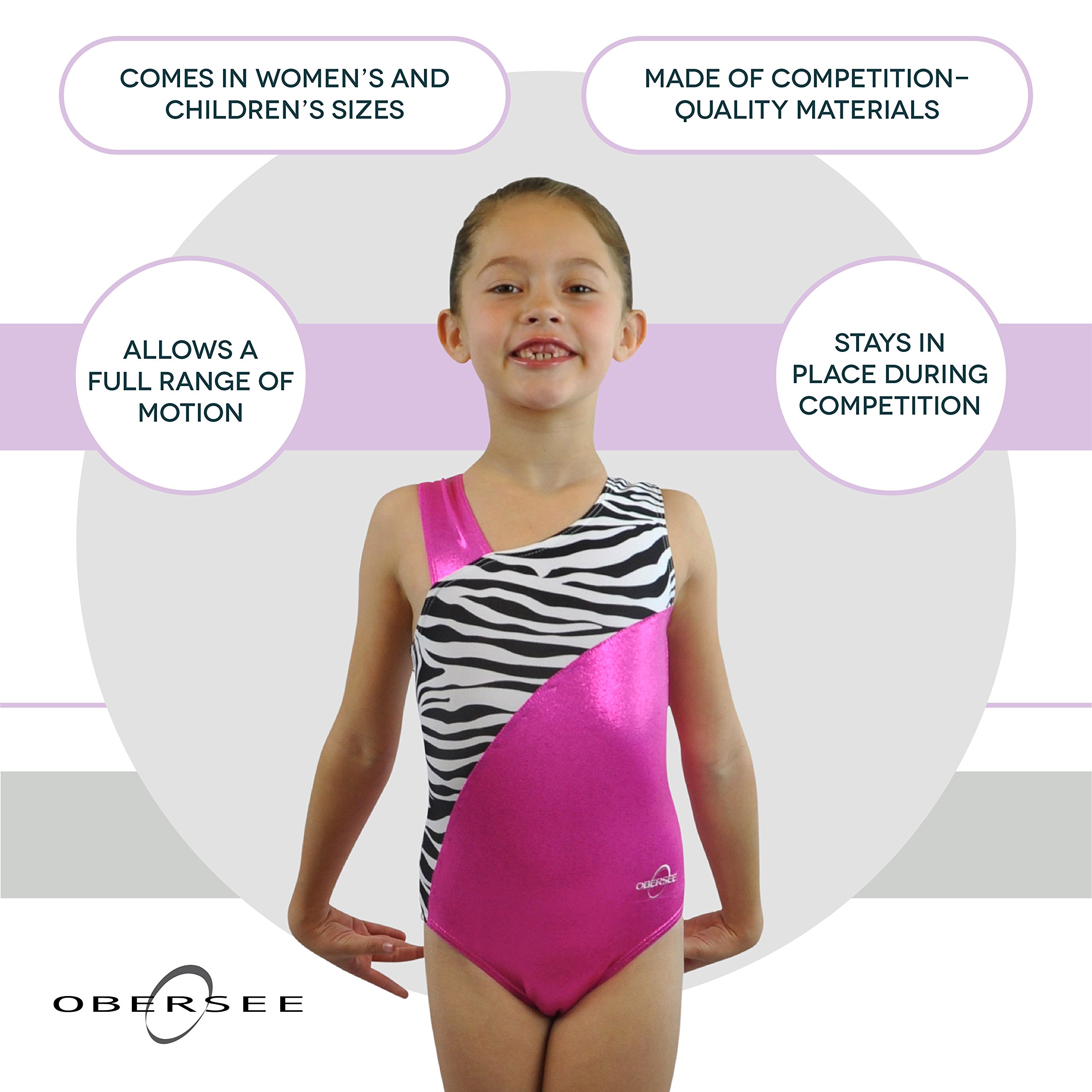 Obersee - O3GL033CXS - Girl's Girls Gymnastics Leotard - Pink Zebra | Child (3-4 Years)