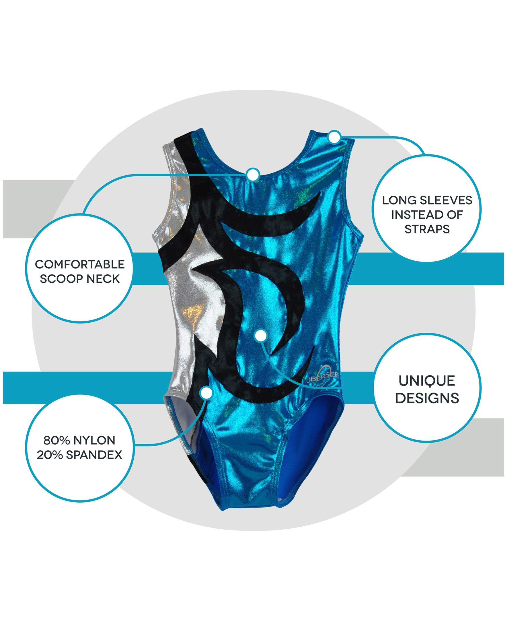 Obersee - O3GL041CXXS - Girl's Girls Gymnastics Leotard - Abby Turquoise | Child (2-3 Years)