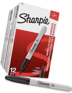 sharpie fine point permanent markers, 24 markers (2 x box's of 12), black (30051)