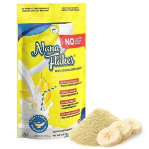 nana flakes 100% pure banana flakes medical food powder - decrease fat intake & natural remedy for diarrhea & heart burn - great source of protein & fiber (banana, one pound bag)