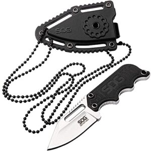 sog instinct mini small fixed blade knife- 8.75 inch x 1 inch x 4 inch full tang adjustable clip belt or boot knife with tactical knife sheath and neck knife lanyard (nb1002-cp)