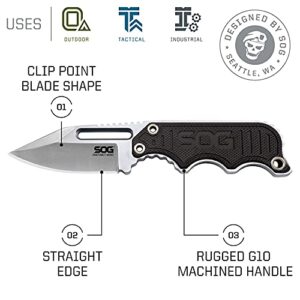 SOG Instinct Mini Small Fixed Blade Knife- 8.75 Inch x 1 Inch x 4 Inch Full Tang Adjustable Clip Belt or Boot Knife with Tactical Knife Sheath and Neck Knife Lanyard (NB1002-CP)