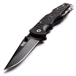 sog folding knife pocket knife – salute mini tactical knife, hunting knife, flipper knife with 3.1 inch clip point, edc knife pocket clip (ff1101-cp)