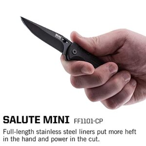 SOG Folding Knife Pocket Knife – Salute Mini Tactical Knife, Hunting Knife, Flipper Knife with 3.1 Inch Clip Point, EDC Knife Pocket Clip (FF1101-CP)