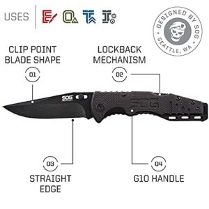 SOG Folding Knife Pocket Knife – Salute Mini Tactical Knife, Hunting Knife, Flipper Knife with 3.1 Inch Clip Point, EDC Knife Pocket Clip (FF1101-CP)