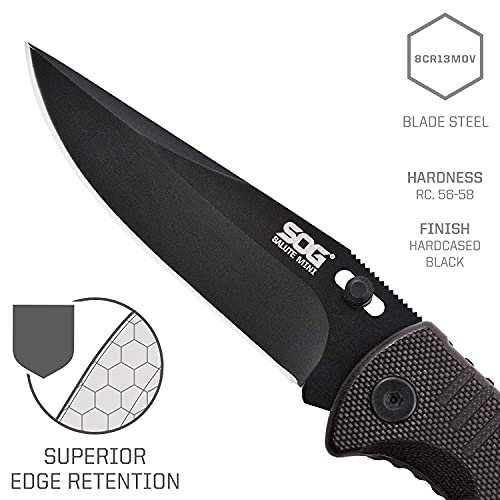 SOG Folding Knife Pocket Knife – Salute Mini Tactical Knife, Hunting Knife, Flipper Knife with 3.1 Inch Clip Point, EDC Knife Pocket Clip (FF1101-CP)