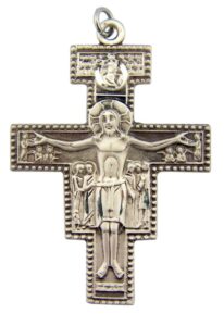 hmhreligiousmfg sterling silver patron saint francis san damiano cross crucifix, 2 inch