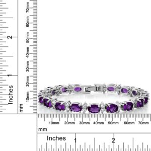 Gem Stone King 20.00 Ct Oval and Round Purple Color Cubic Zirconias CZ Women's Tennis Bracelet 7 Inch