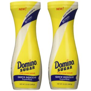 domino white sugar pure cane sugar quick dissolve superfine, 12 ounce flip top (2 pack)