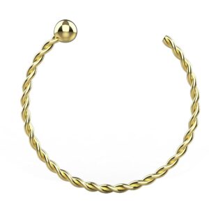 piercingpoint 9kt solid yellow gold 22 gauge (0.6mm) - 5/16 (8mm) length half nose twister hoop ring nose jewelry