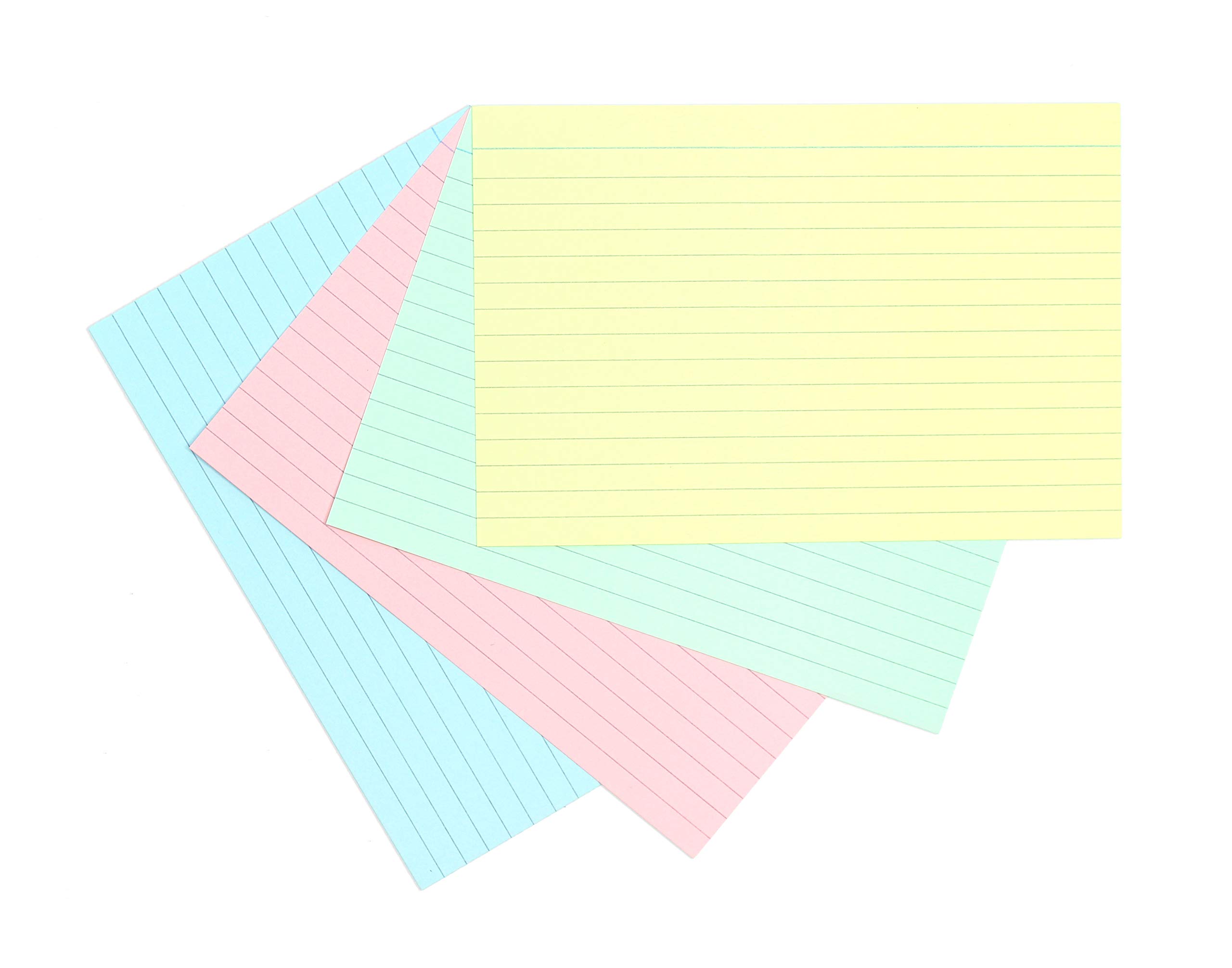 Silvine 6x4" Multi-Coloured Record Cards - Lined with Headline, 100 Cards per Pack. Ref 564AC (152 x 101mm)