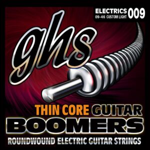 ghs strings tc-gbcl thin core boomers, nickel-plated electric guitar strings, custom light (.009-.046)