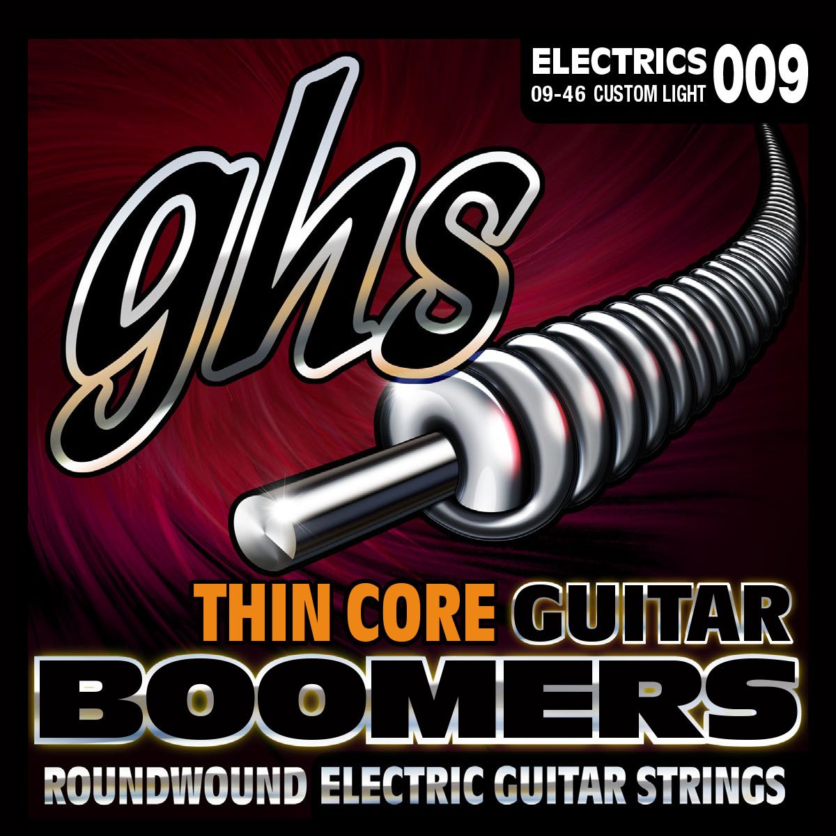 GHS Strings TC-GBCL Thin Core Boomers, Nickel-Plated Electric Guitar Strings, Custom Light (.009-.046)