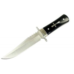 lastworld 11" defender extreme hunting knife full tang stainless steel blade with wood handle