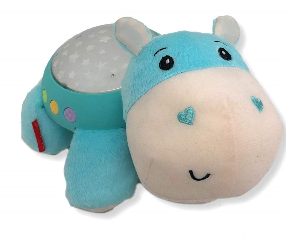 Fisher-Price Hippo Projection Soother, Blue, Plush Nursery Sound Machine with Lights, Music and Sounds