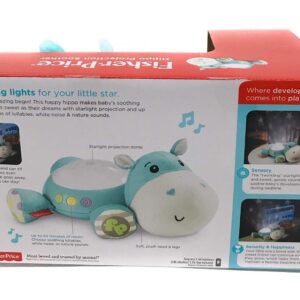 Fisher-Price Hippo Projection Soother, Blue, Plush Nursery Sound Machine with Lights, Music and Sounds