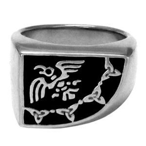 dryad design large sterling silver norse raven signet ring size 9