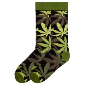 k. bell men's the outdoors novelty crew socks, cannabis (green), shoe size: 6-12