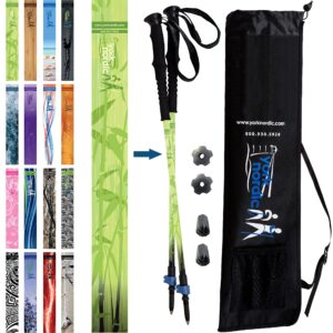 york nordic hiking & walking poles - cushion foam hiking grips - lightweight, adjustable, and collapsible -2 pieces adjustable w/flip locks, and travel bag (green zen) - heights 5'4"-6'2"