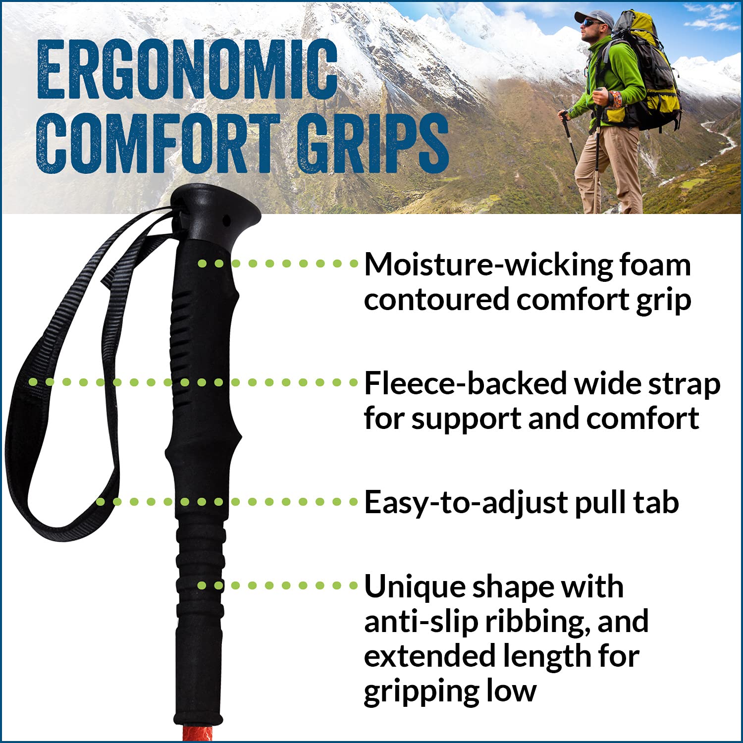 York Nordic Hiking & Walking Poles - Cushion Foam Hiking Grips - Lightweight, Adjustable, and Collapsible -2 Pieces Adjustable w/flip Locks, and Travel Bag (Green Zen) - Heights 5'4"-6'2"