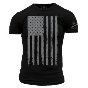 grunt style america patriotic flag men’s shirt, color black, size s