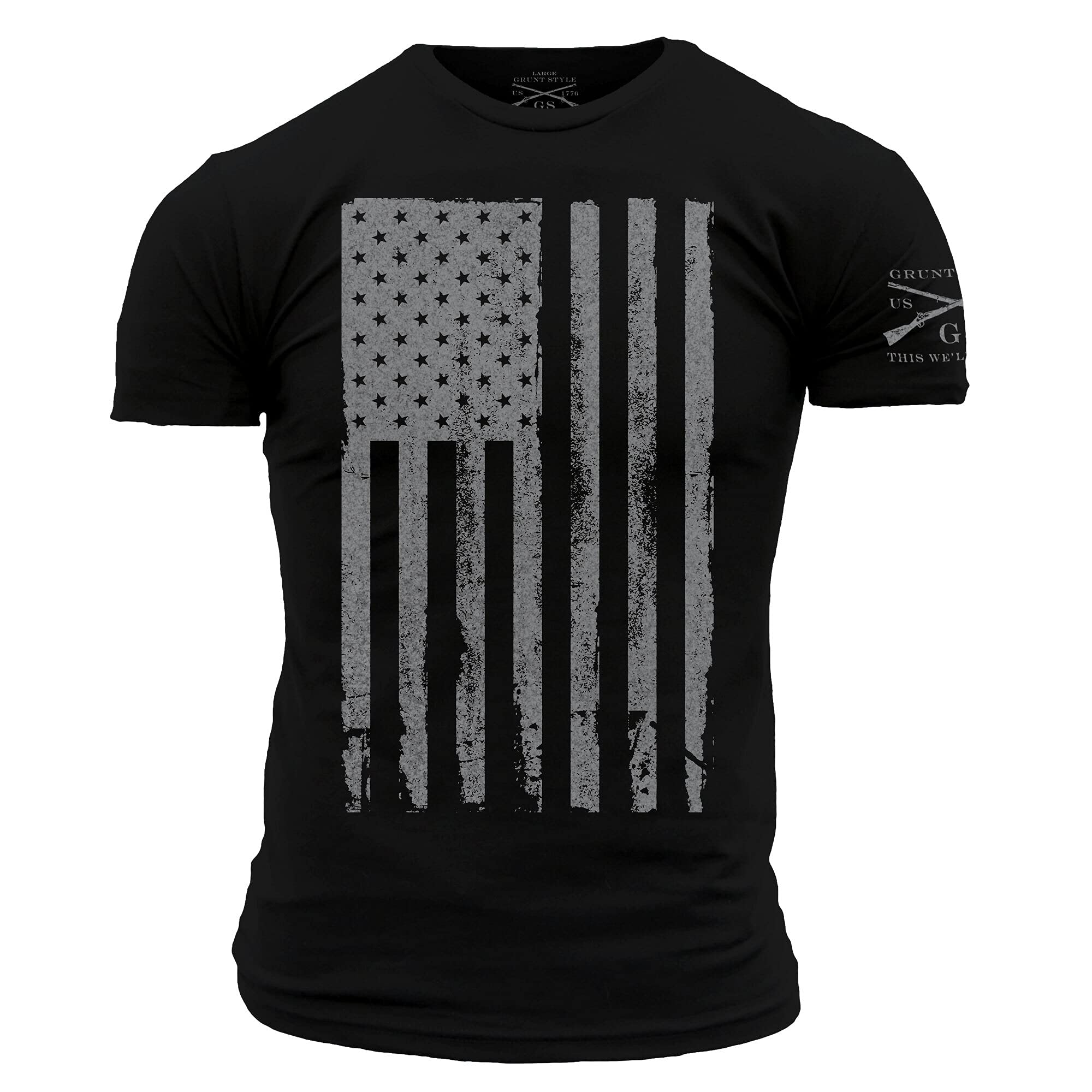 Grunt Style America Patriotic Flag Men’s Shirt, Color Black, Size S